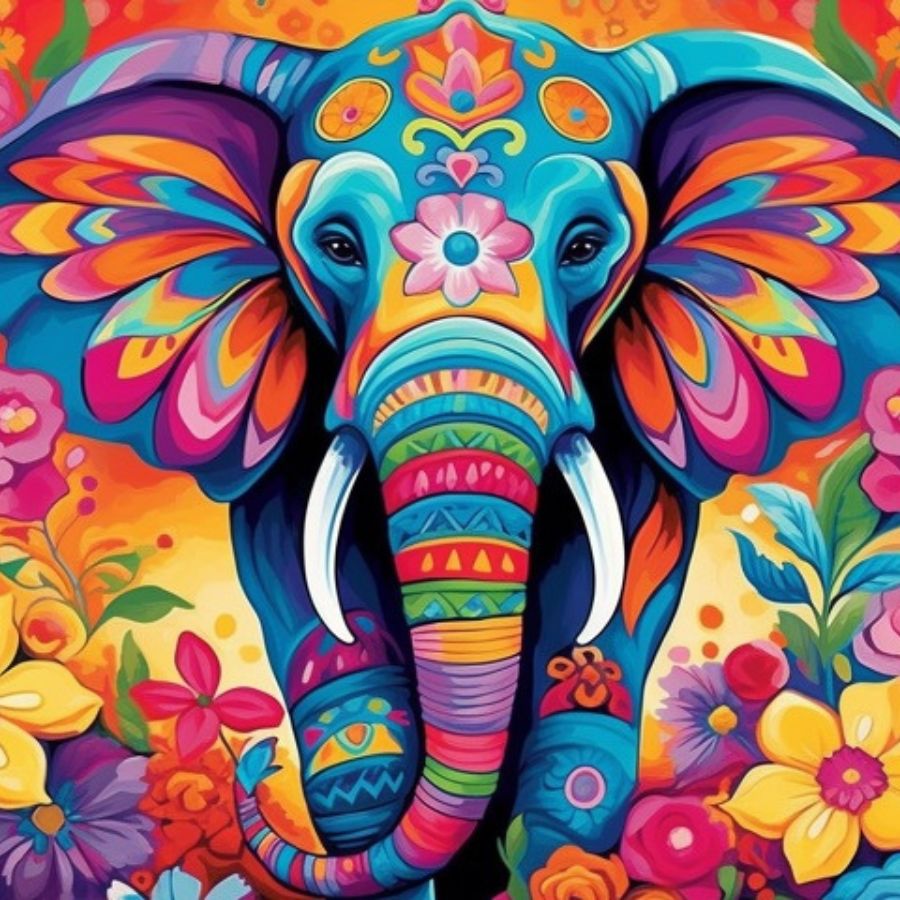 Elephant Paint by Numbers Kits - Painting by Numbers Shop – Painting By ...