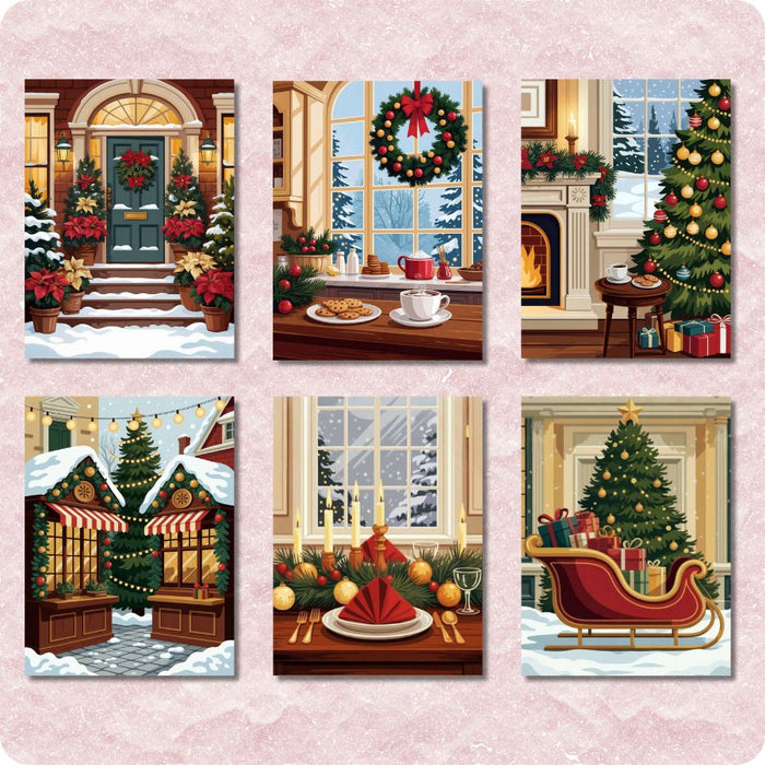 Mini Cozy Christmas 6er Pack Malen nach Zahlen – Painting By Numbers Shop