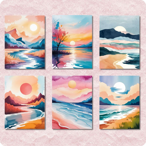 Mini Watercolor Landscapes 6 Pack Paint by Numbers – Painting By ...