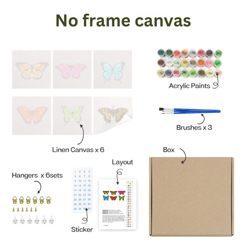 Mini Butterfly 6 Pack Paint by Numbers Kits – Painting By Numbers Shop