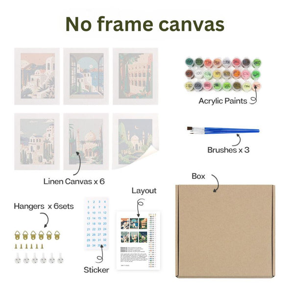 Mini Travel Posters 6 Pack Paint by Numbers Kits for Adults – Painting ...