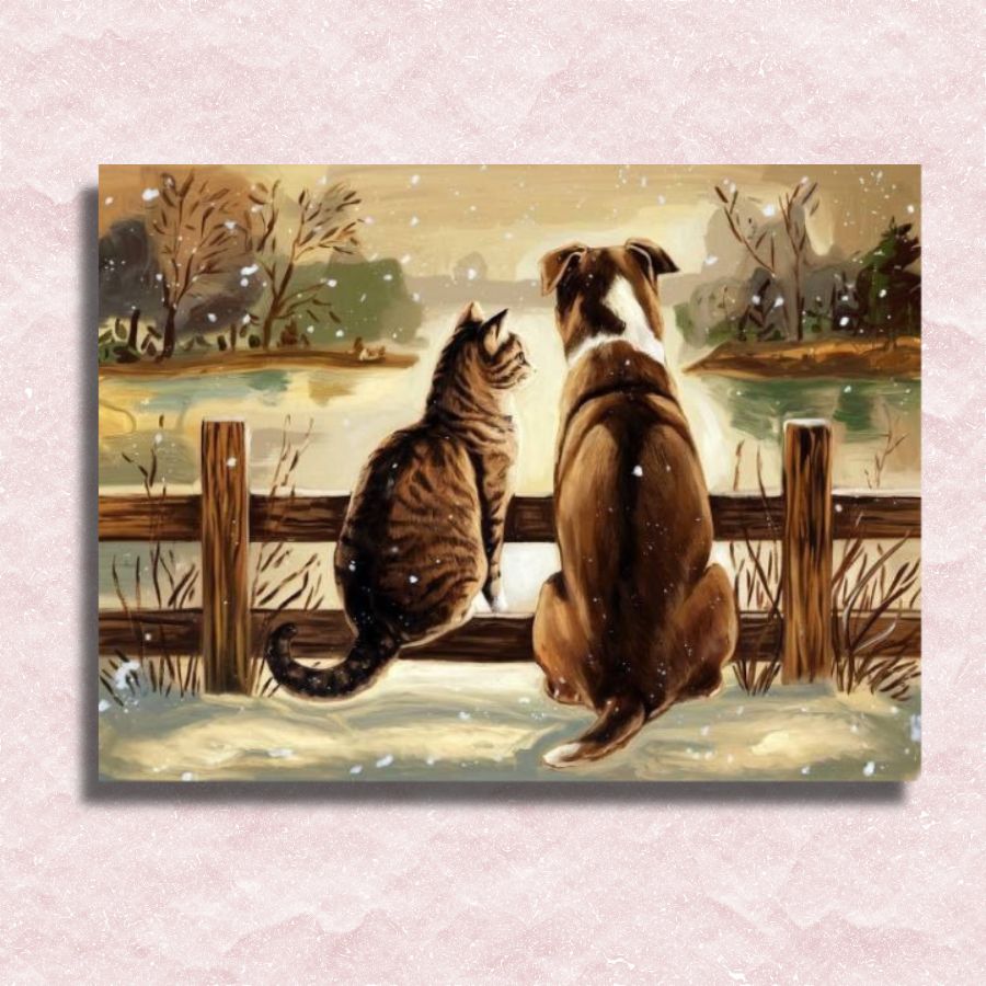Snowy Friendship - Paint by numbers – Painting By Numbers Shop